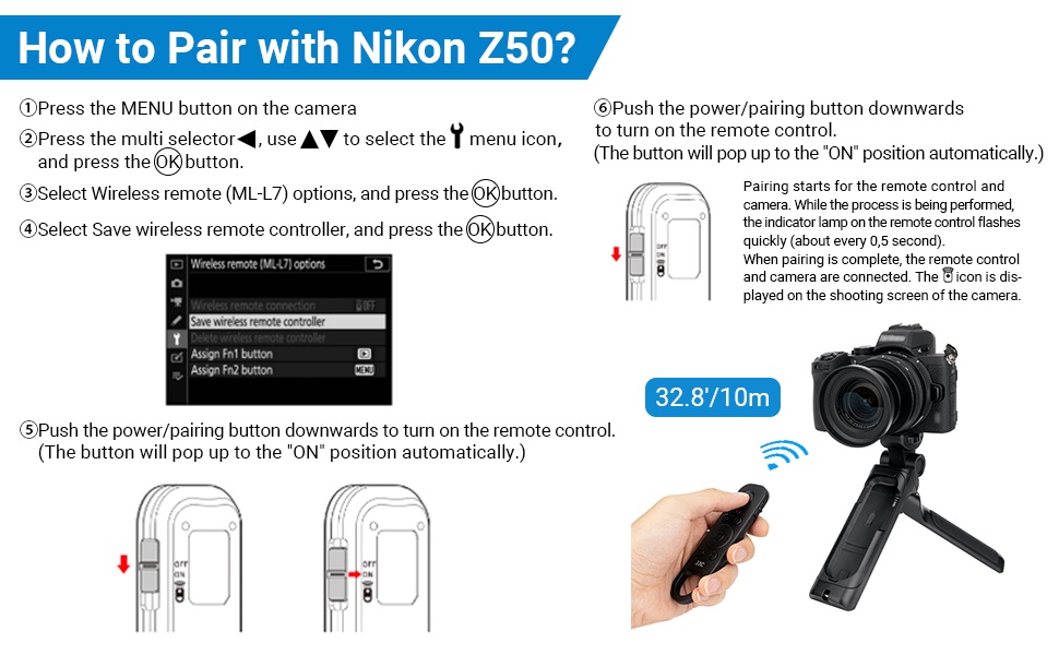 JJC Mini Tripod Grip with Bluetooth Remote Control for Camera Nikon Zf ...