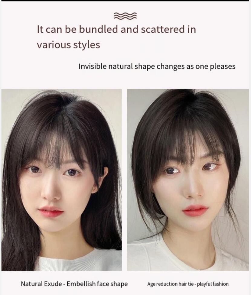 Wig pieces cover the top of the head of women with white hair ...