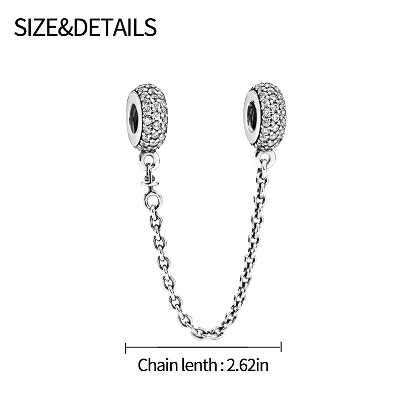 Sparkling Clear Silver Safety Chain 925 Sterling Silver Safety Chain ...