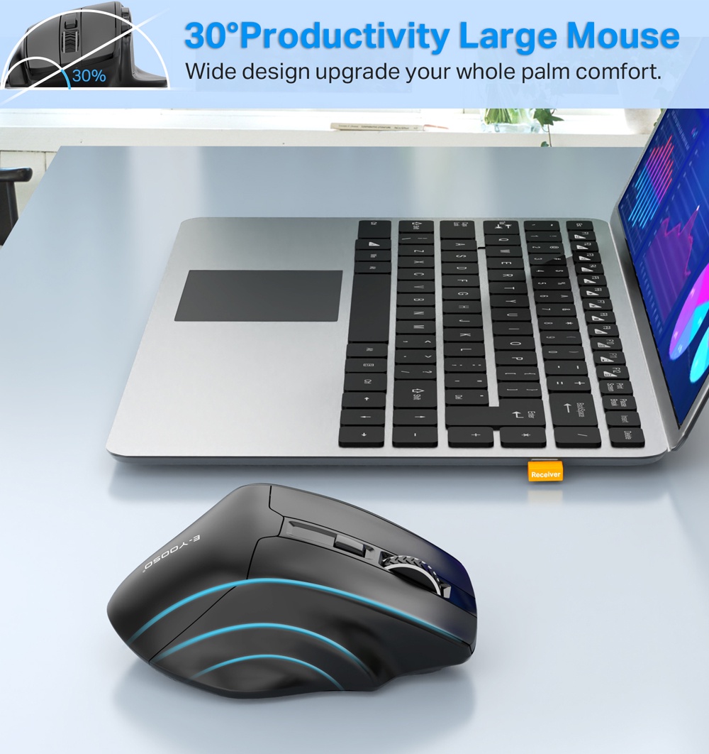 E-YOOSO X-31 USB 2.4G Wireless Gaming Large Mouse for Big Hands PAW3212 ...