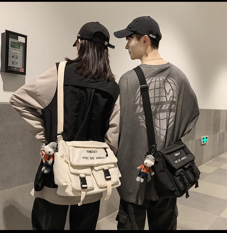 Crazy Bag Men's Retro Hip Hop Large Capacity Shoulder Bag Fashion Solid ...