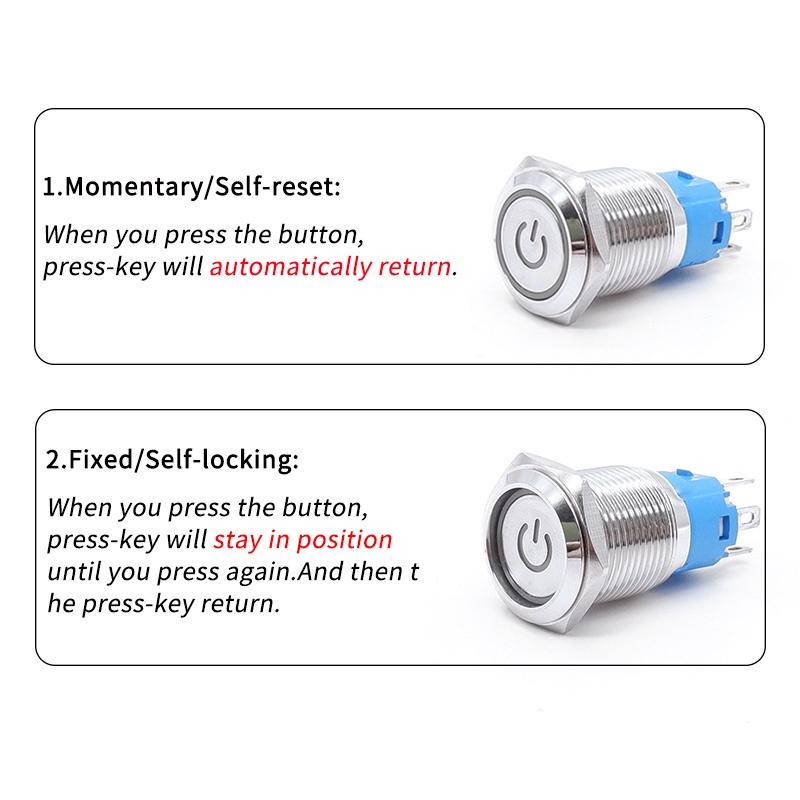 19mm Push Button Switch 12V 24V 110V 220V With Power Indicator ...