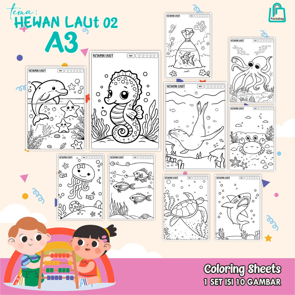 A3 SIZE CHILDREN'S COLORING PAPER – 10 SHEETS – EDUCATIONAL ELEPHANT ...