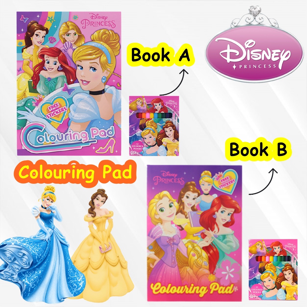 Disney Princess Coloring Pads with Stickers | Shopee Singapore