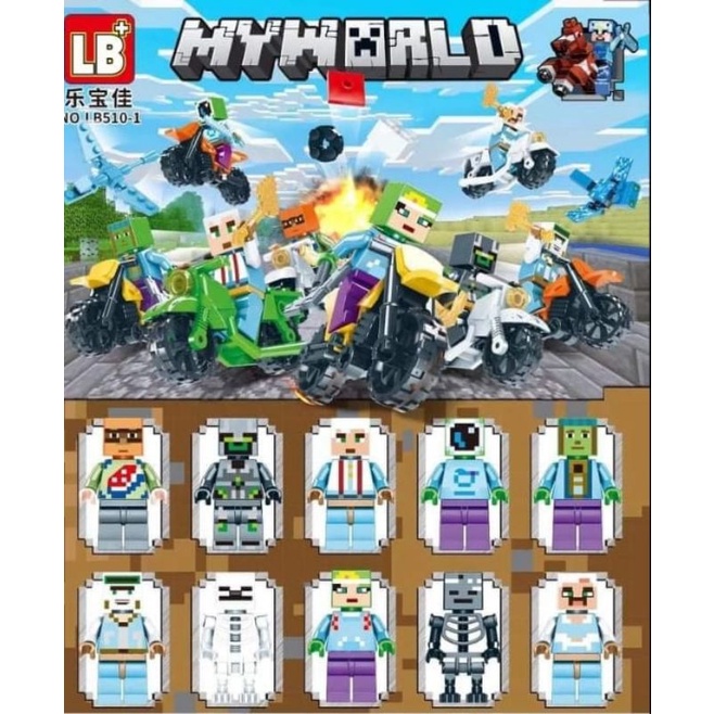 Toy bricks minicraft my world + motorbike + animals mobs brick craft ...
