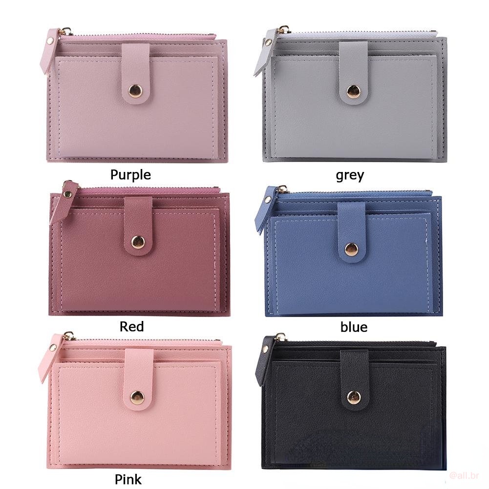 Women's Mini Plain Color PU Leather Wallet With Multiple Spaces ...