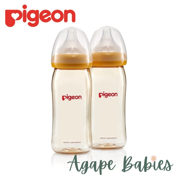 [Twin Pack Bottle Set] Pigeon 240Ml (M) Softouch Peristaltic Plus WN PPSU Nursing Bottle (M) 3+M ...