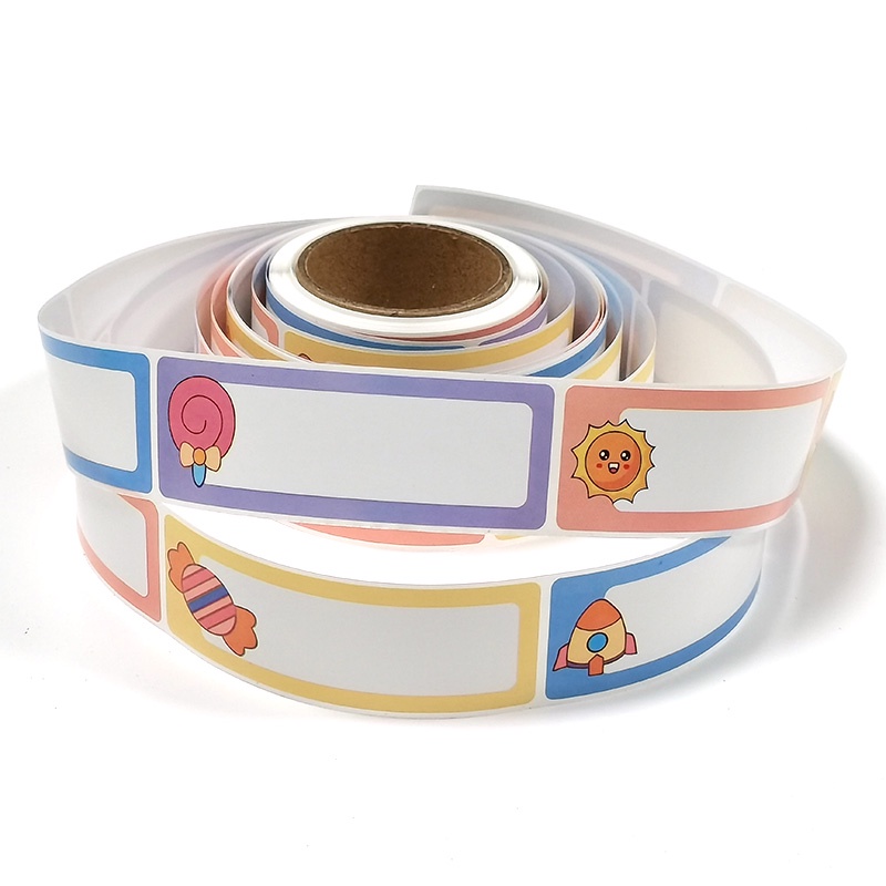 120 Pcs/Rolls Rectangle Cute Cartoon Name Stickers School Students ...