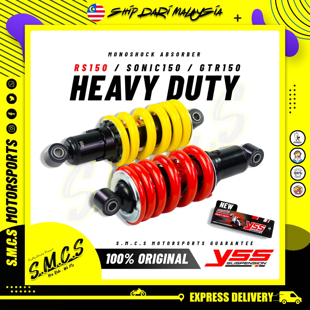 YSS MONOSHOCK RS150 HEAVY DUTY SHOCK ABSORBER 225MM YSS SUSPENSION HONDA SONIC150 GTR150 (RED ...