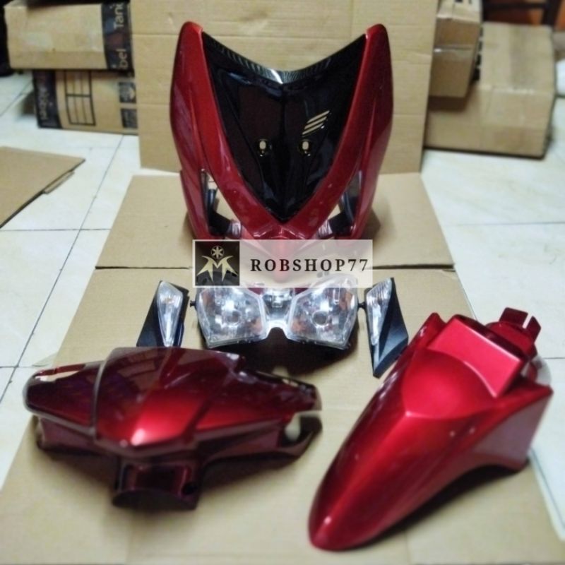 MERAH FULL SET VARIO RED CARBON FRONT BODY PACKAGE PLUS LIGHTS | Shopee ...