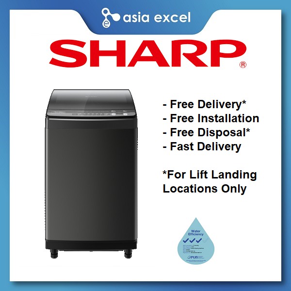 SHARP ES-W85TWXT-SA 8.5KG BLACK TOP LOAD WASHING MACHINE WITH NO-HOLES ...