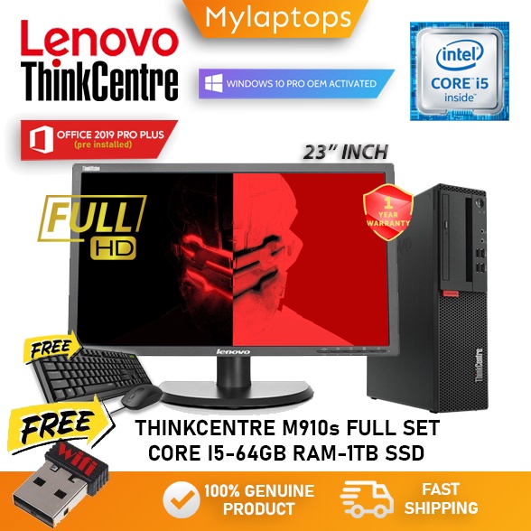 LENOVO THINKCENTRE M910s FULL SET + 23'' INCH FHD MONITOR [CORE i5 / UP ...
