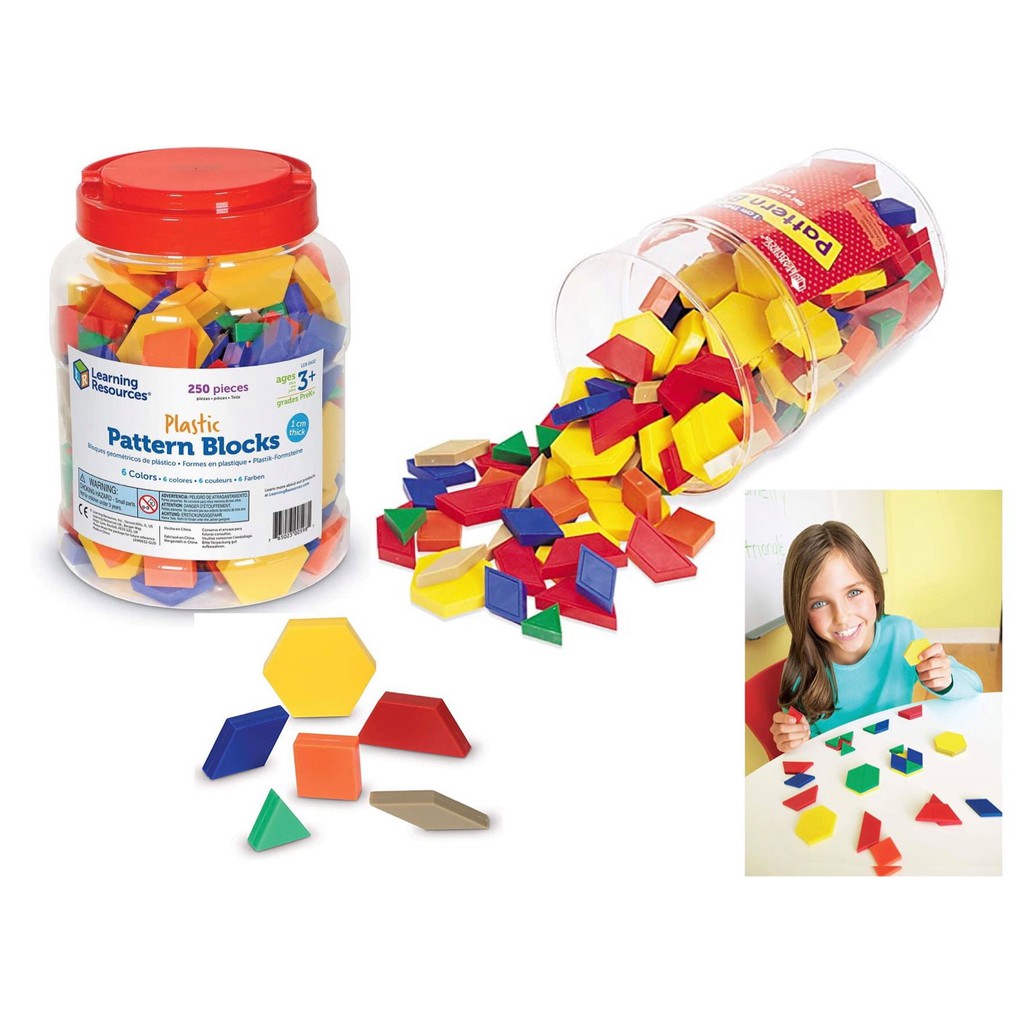 Learning Resources Plastic Pattern Blocks Set, 1cm (250 Piece) | Shopee ...