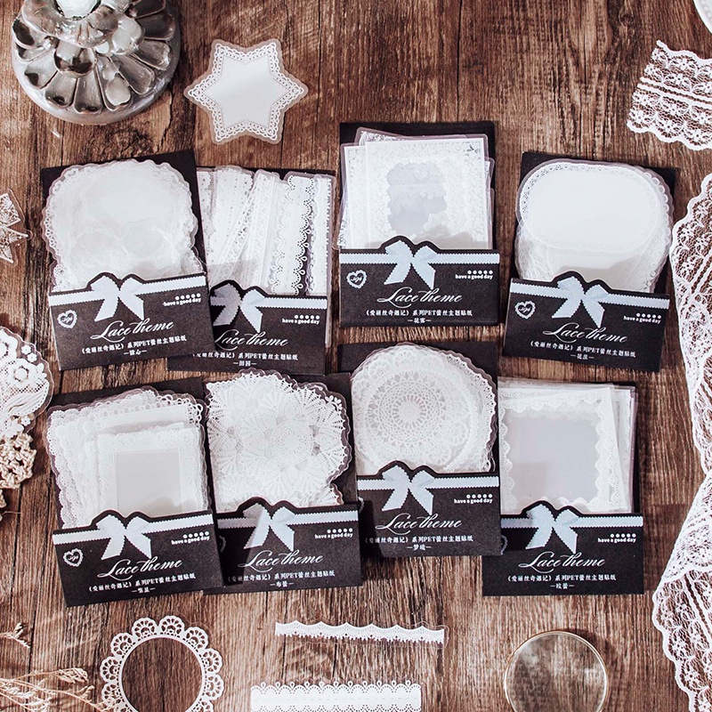 30 Pcs/pack Vintage Transparent Pvc Lace Stickers For Scrapbook Diy ...