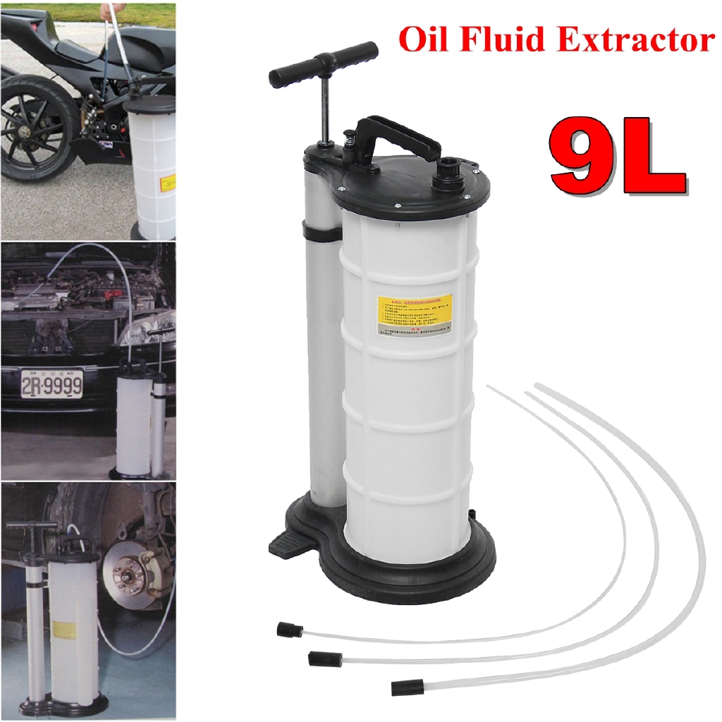 9L Vacuum Oil Fluid Extractor Pump Petrol Fluid Transfer Engine Motorbike Car Oil Manual Suction ...