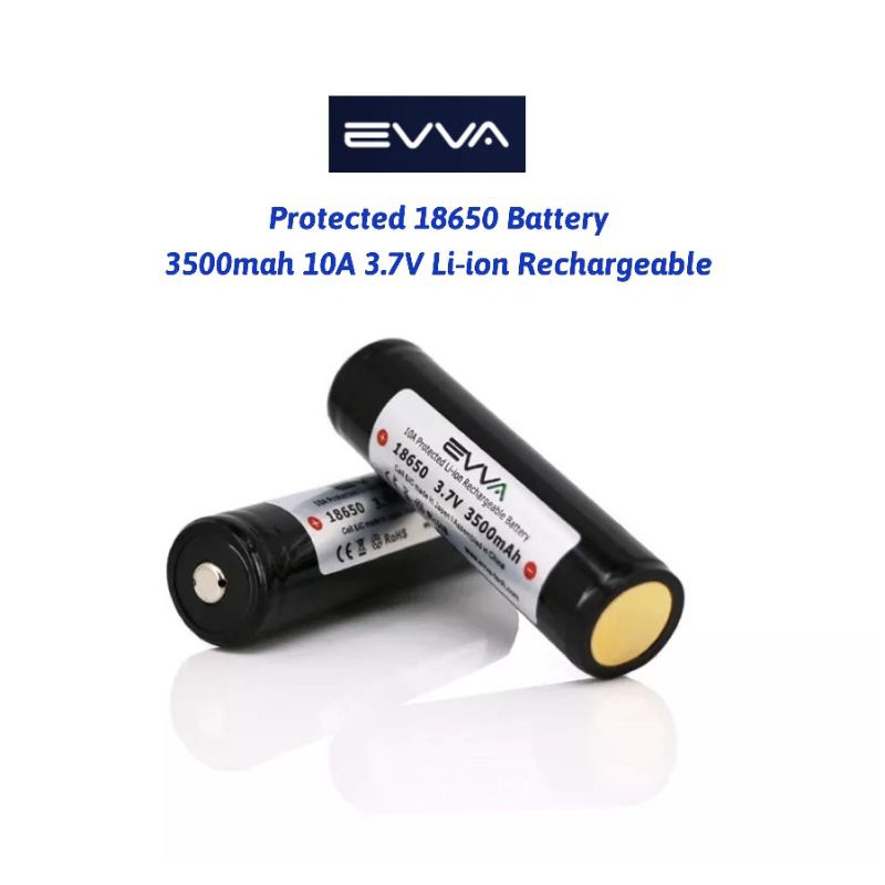 EVVA Protected 18650 3500mah 10A 3.7V Li-ion Rechargeable Battery ...
