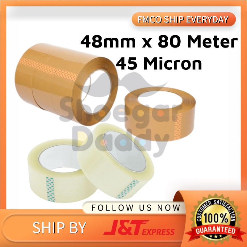 Opp Tape 48mm x 80 Meter(90 Yards) Transparent/Clear Brown tape 45 ...