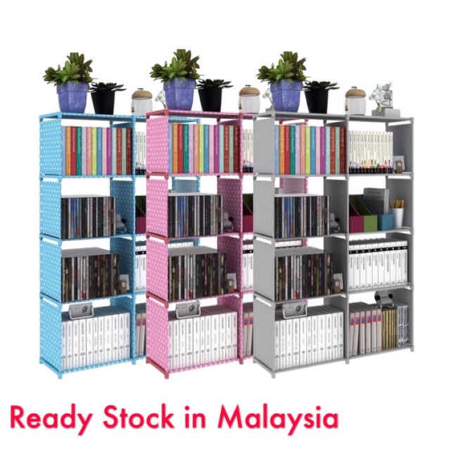 Korean DIY 5 Tiers 8 Columns Book Shelf Cabinet Storage Rack | Shopee ...