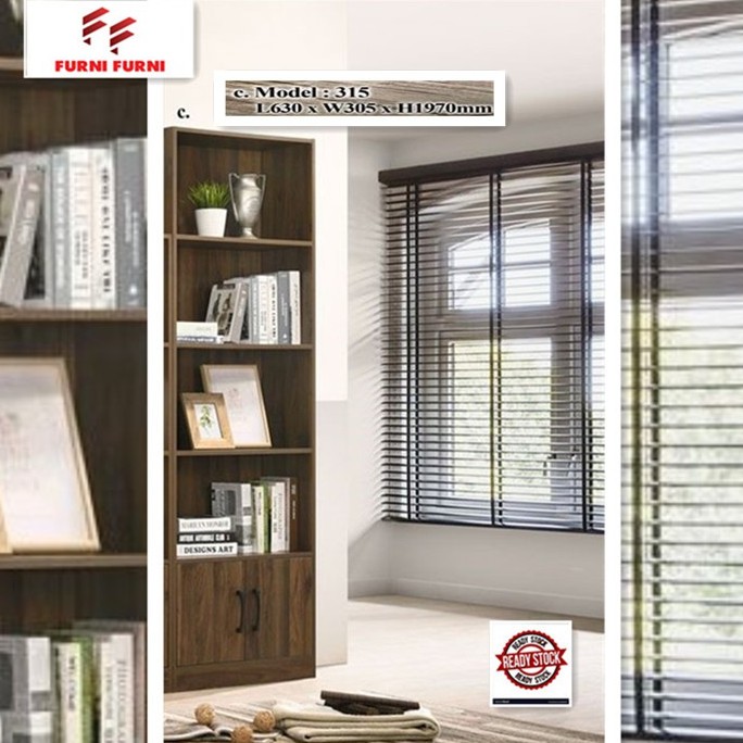 FURNI 315-BROWN BOOK RACK / BOOK SHELF / BUKU RAK / BUKU CABINET ...