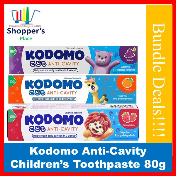 [Mix N Match]Kodomo Anti-Cavity Children's Toothpaste 80g-Grape/Strawberry/Orange(min-4 ...