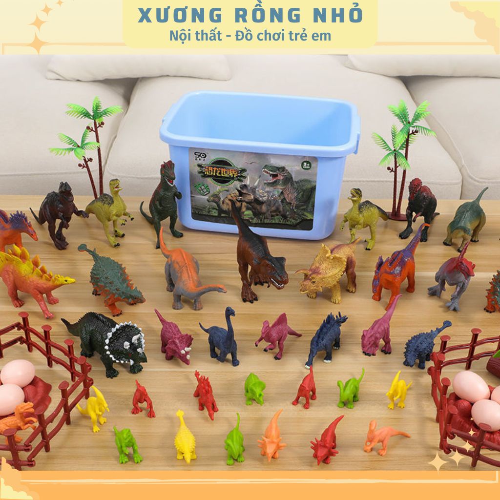 52-piece Dinosaur Park Model Toy Set for Children with Free Storage Box ...