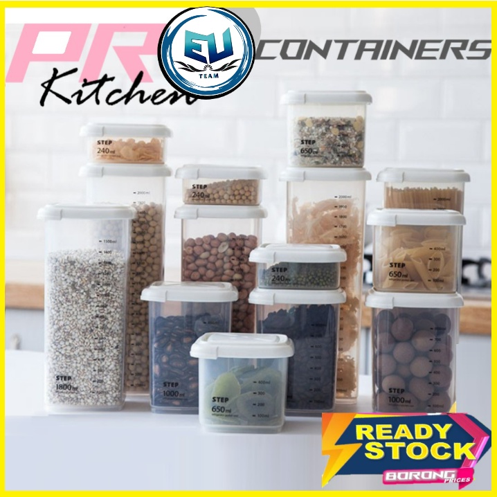 JAPAN Transparent Clam-shell Food Storage Box Canisters Tank Airtight ...
