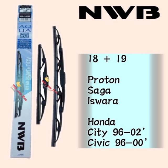 NWB GRAPHITE WIPER 18+19 BLADE AQUA JAPAN (18"+19") (SAGA, ISWARA,CITY,CIVIC) | Shopee Singapore