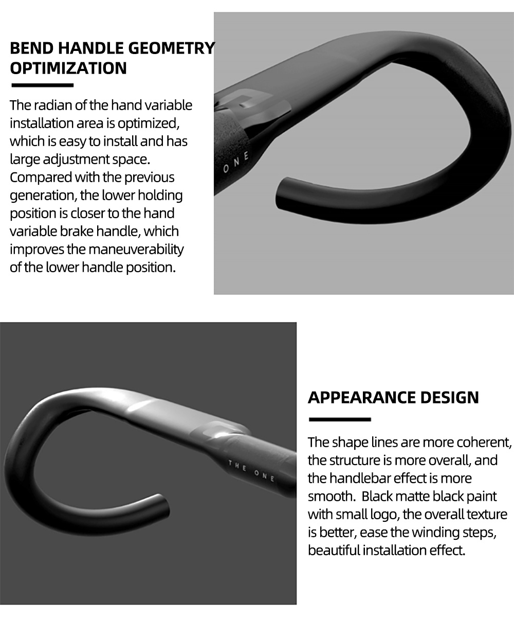THE ONE AERO Carbon Handlebar 31.8MM 400/420/440MM Road Bike/MTB ...