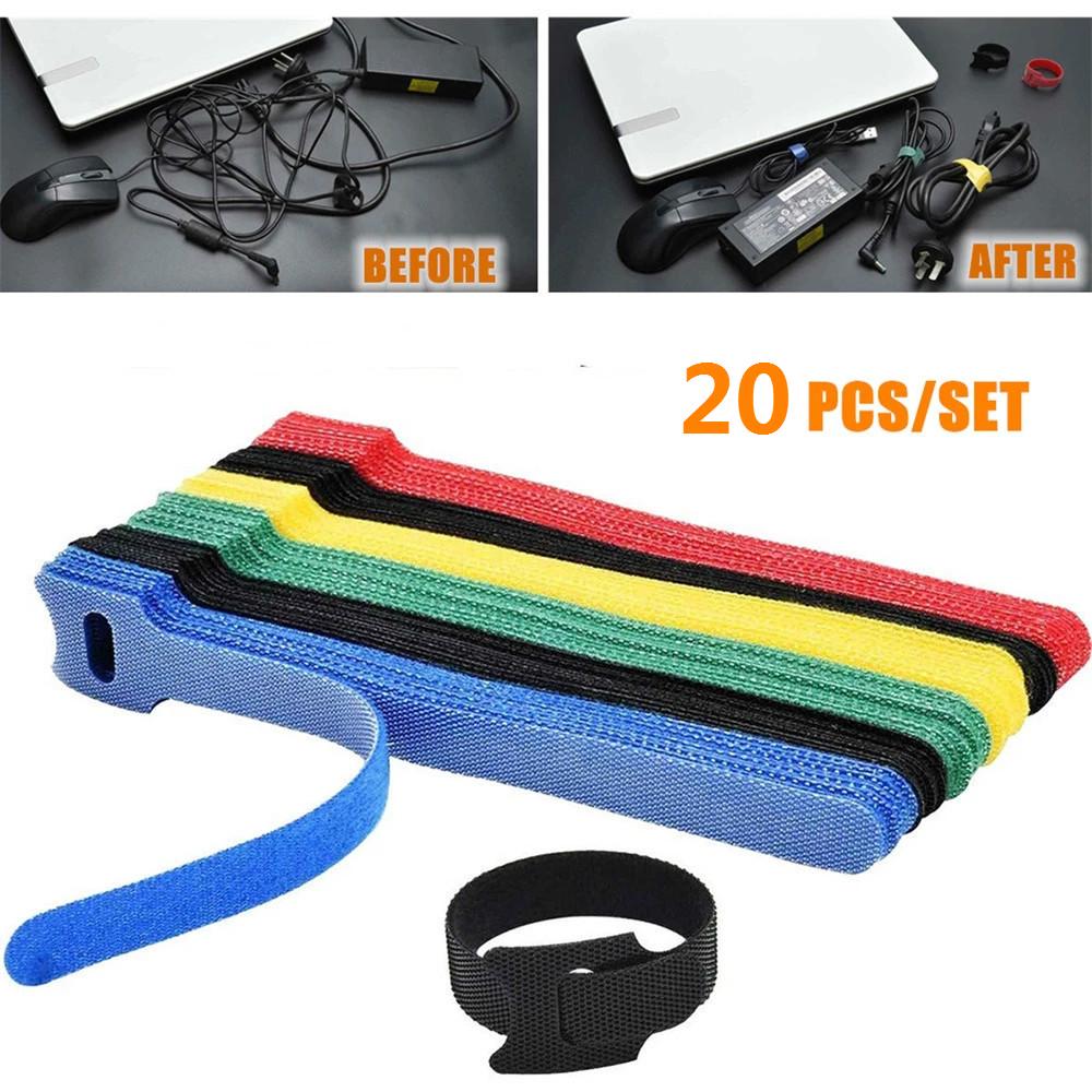 [ Featured ] 20Pcs Reusable Cable Cord Nylon Strap Tie Wire / Computer ...