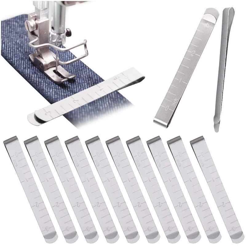 1 pc 3 inches Metal Ruler Sewing Crimping Clip Stainless Steel Hemming ...