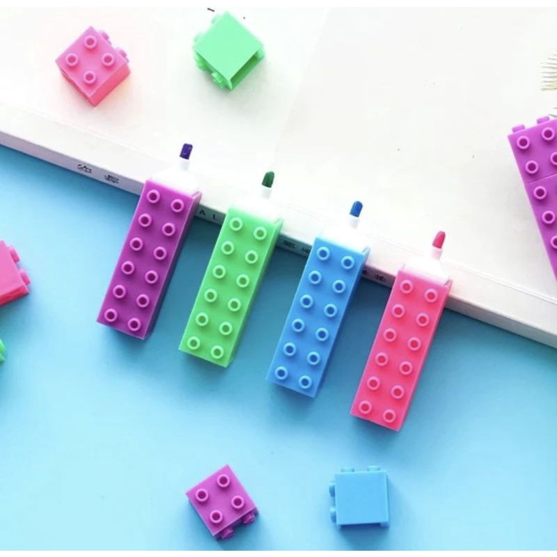 Lego Block Highlighter Pen Stackable | Shopee Singapore