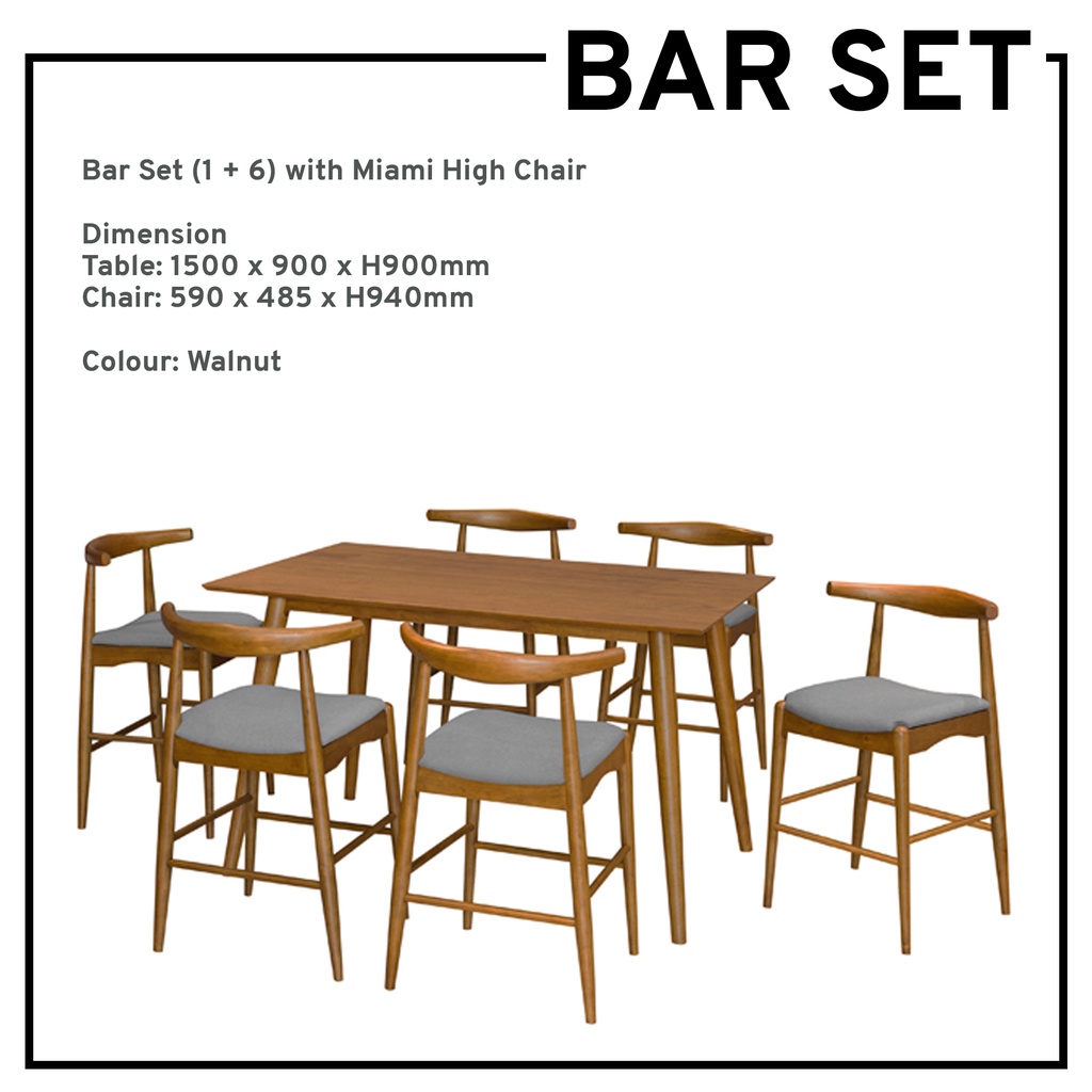 BAR SET 1+6 WITH HIGH CHAIR/BAR TABLES & SETS/KITCHEN DINING FURNITURE ...
