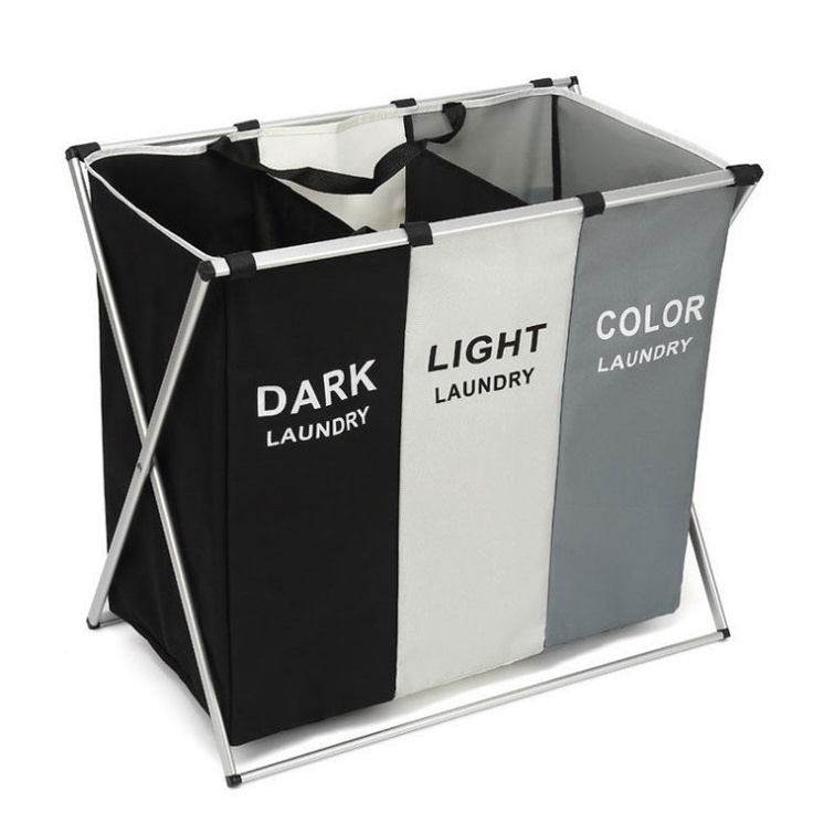 🚀[SG] Laundry Basket/ Laundry Sorting Bag/ 1/2/3 Compartments Foldable ...