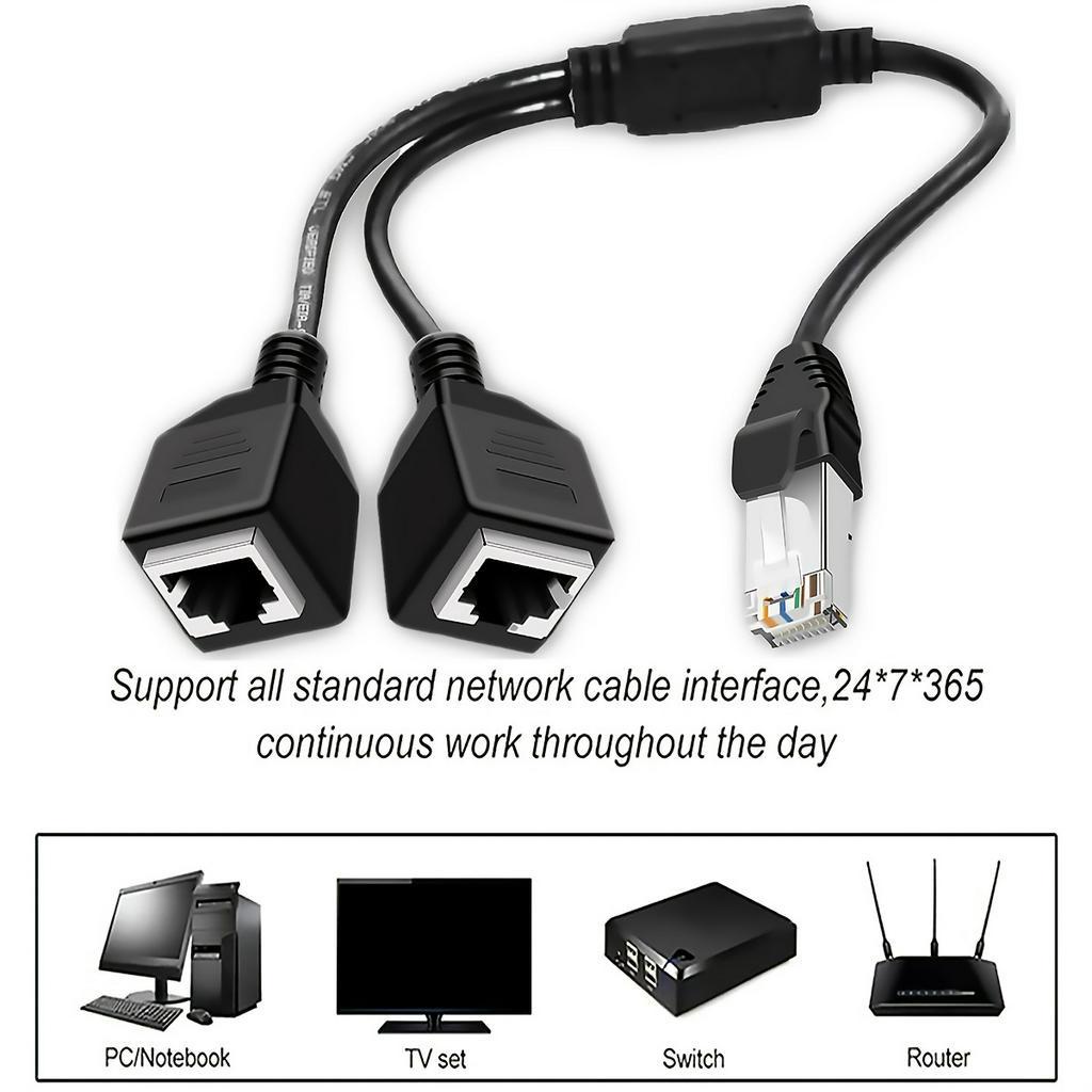 RJ45 Network 1 to 2 Port Ethernet Adapter Splitter, RJ45 1 Male to 2 ...