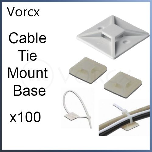 [100pc] Self Adhesive Cable Tie Mount Mounting Base 20mm | Shopee Singapore