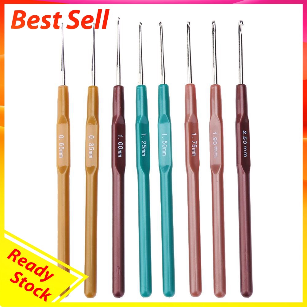 8 Pcs Knitting Needles Crochet Hooks Tool Plastic 0.65/0.8/1.0/1.25/1.5 ...