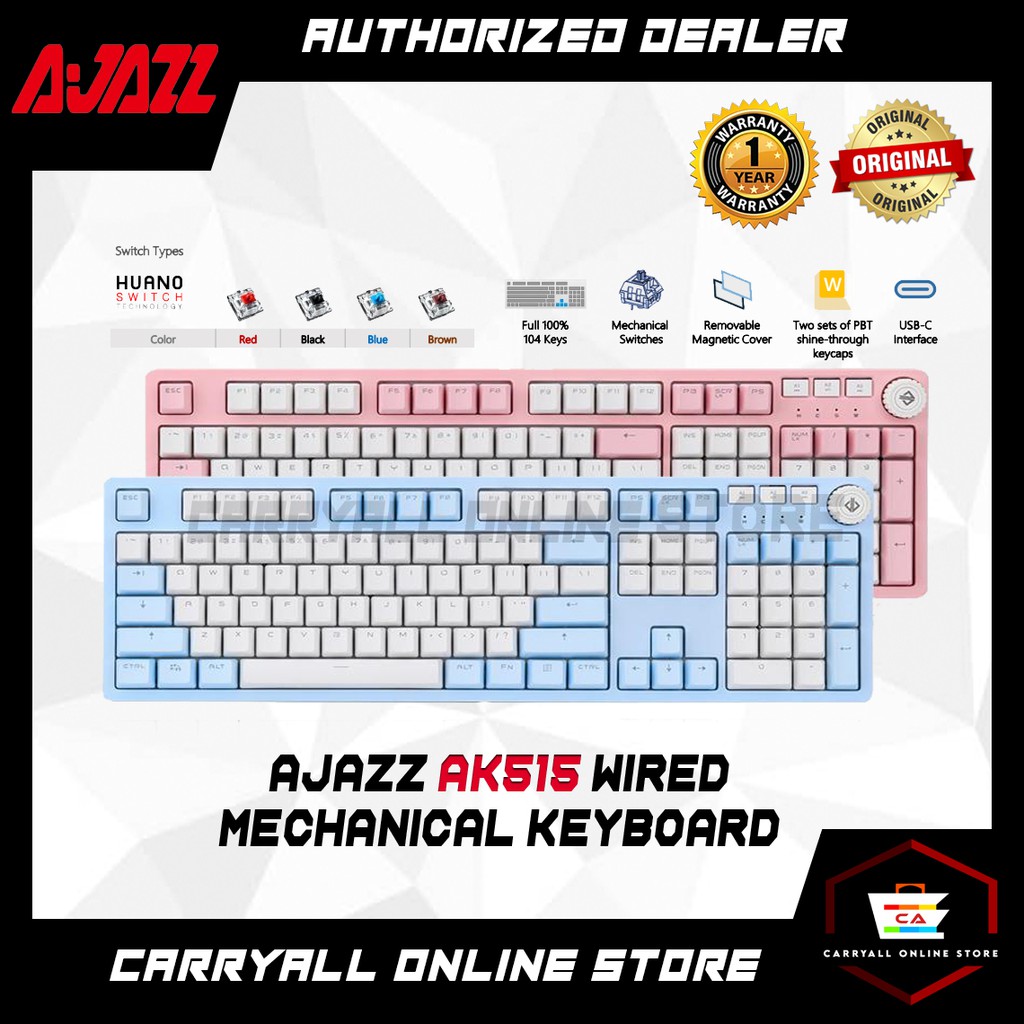 AJAZZ AK515 Wired 104 Keys Mechanical Gaming Keyboard - PBT Backlight ...