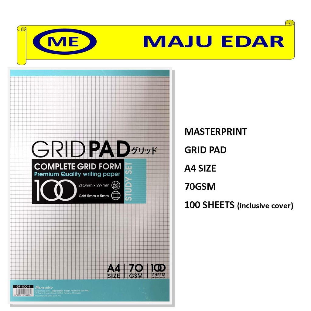 MASTERPRINT GRID PAD A4 SIZE 70GSM 100SHEETS GP-100-1/TESTPAD | Shopee ...