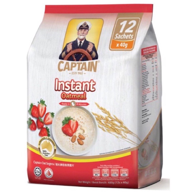 Captain Oats Instant Oatmeals Segera Sachet 480g (40g x 12 packets ...