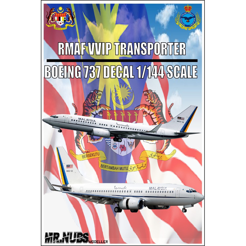 1:144 scale TUDM / RMAF VVIP Transport Boeing B737 Decals | Shopee ...