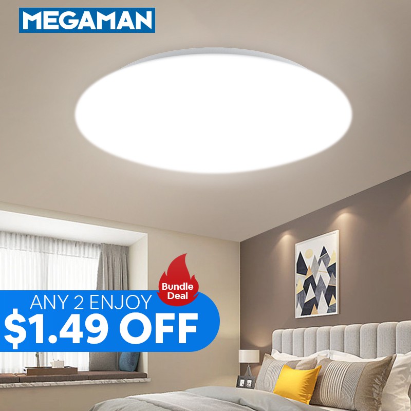 Megaman LED Ceiling Light RENZO 12W 3000K EyeCare Bedroom Living Room ...