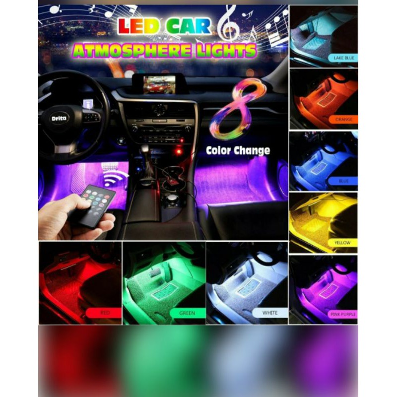 Car Legroom RGB Ambient LED Light - 12 LED | Local SG Seller | Shopee ...