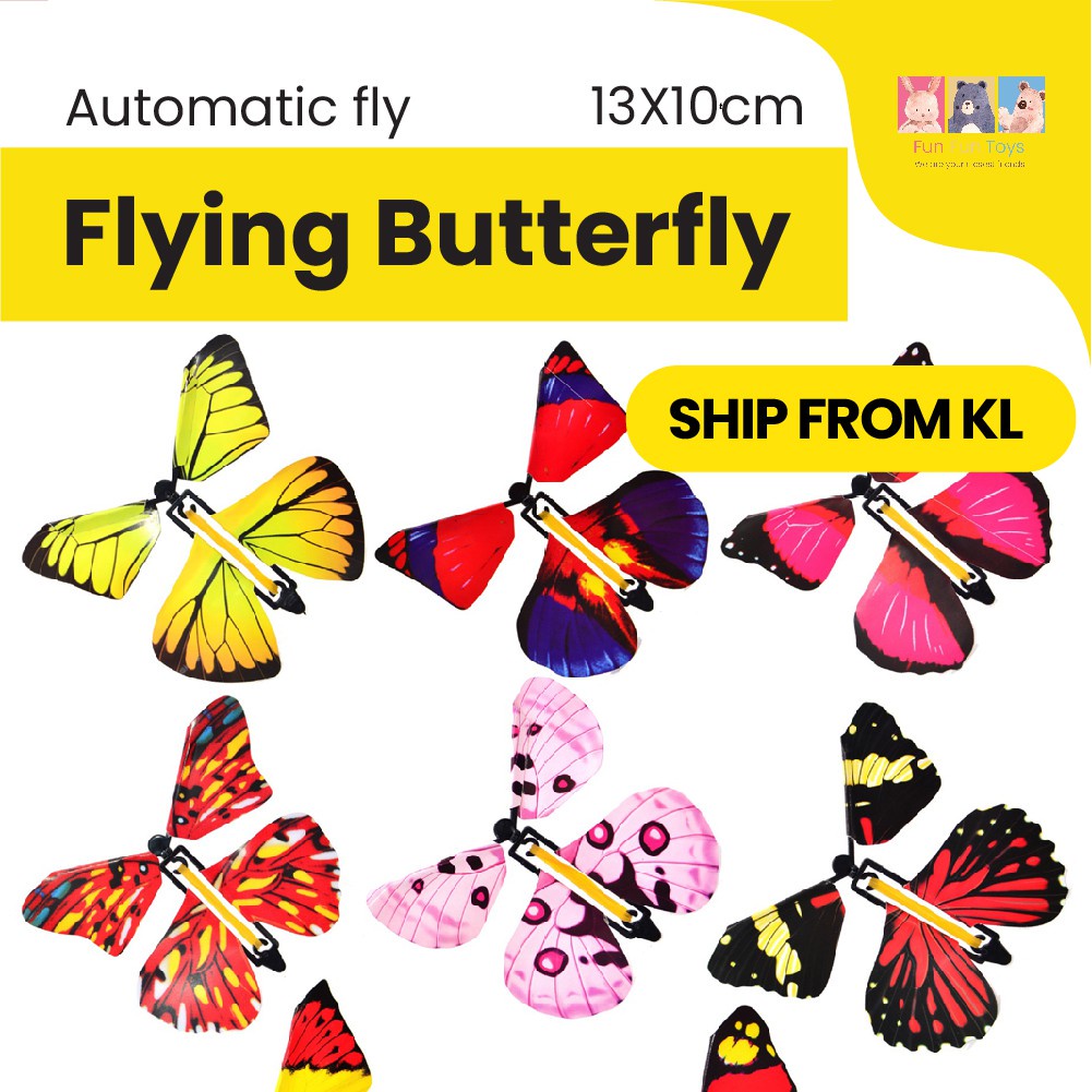 🦋Party Gift 10PCS Magic Fairy Flying Butterfly Rubber Band Powered Wind ...