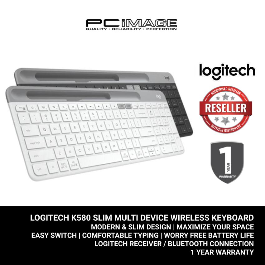 Logitech K580 Slim Multi Device Wireless Keyboard With Built In Phone Cradle/Whisper-Quiet/Fluid ...