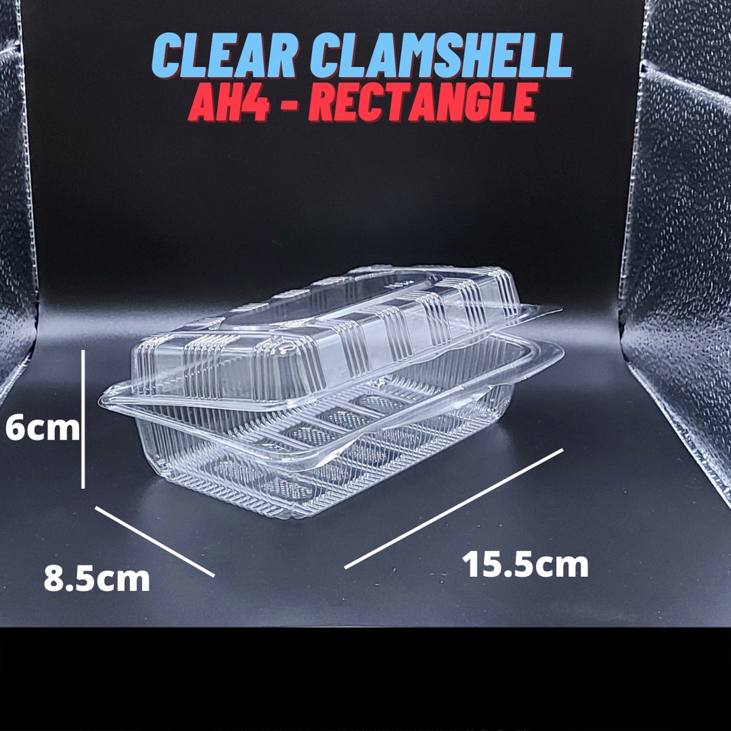 [20pcs] Disposable Clear Plastic Clamshell AH4 - Rectangle | Shopee ...