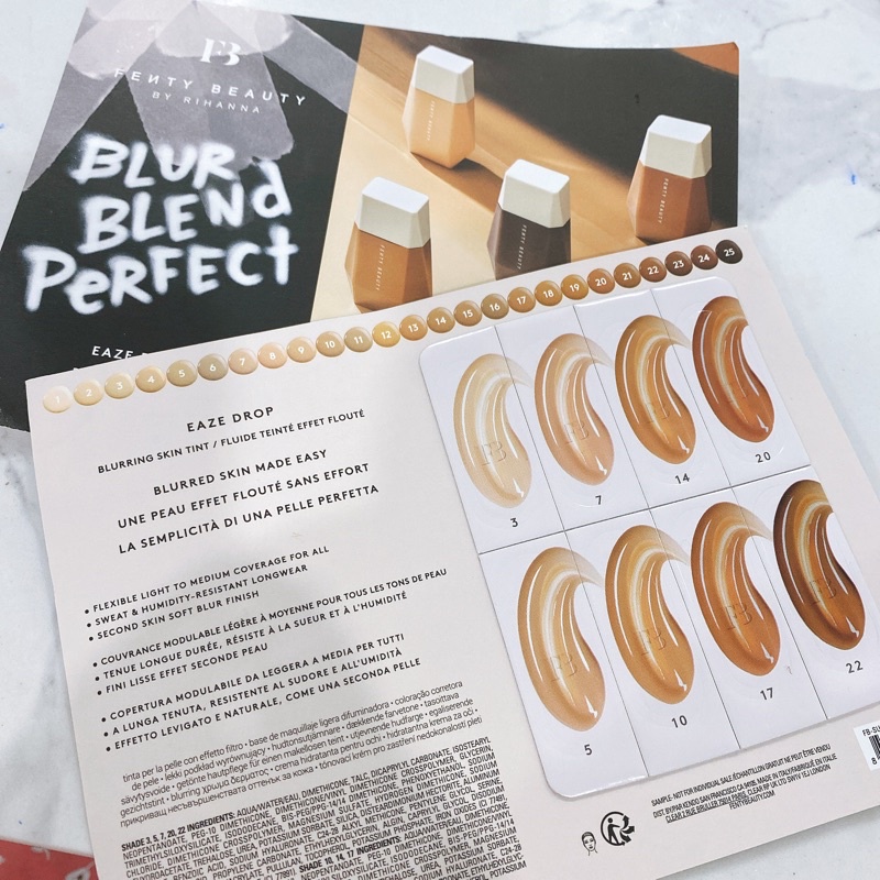 Sample Fenty Beauty Eaze Drop Blurring Skin Tint Foundation Sample ...