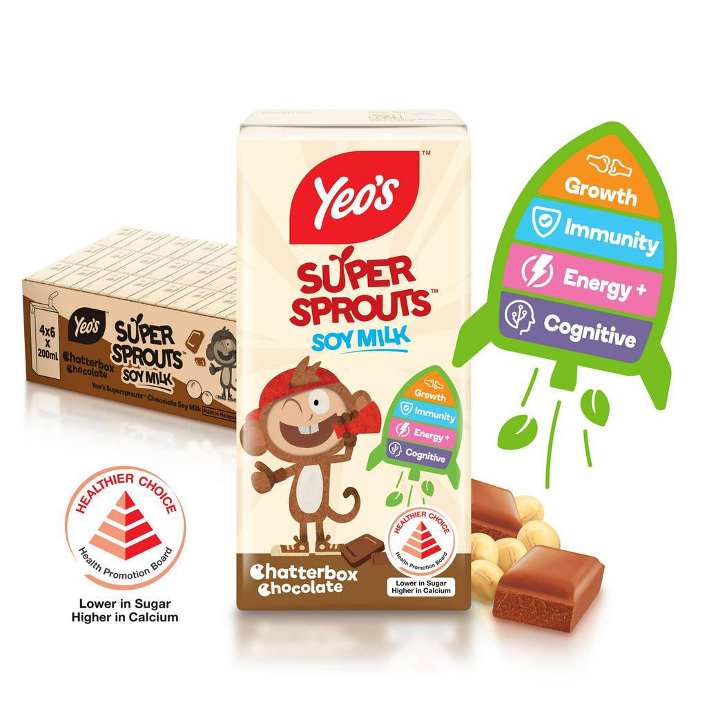 [Case] Yeo's Supersprouts Soy Milk Chocolate (200ml) | Shopee Singapore