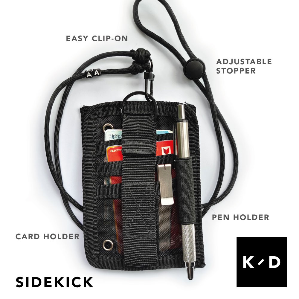 SIDEKICK Tactical Card Holder Velcro Adjustable Neck Lanyard ID Wallet ...