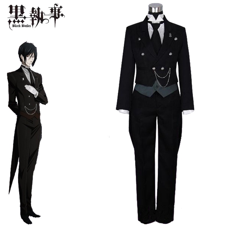 Black Butler Cos Black Butler Sebastian Tuxedo Cosplay Costume | Shopee ...