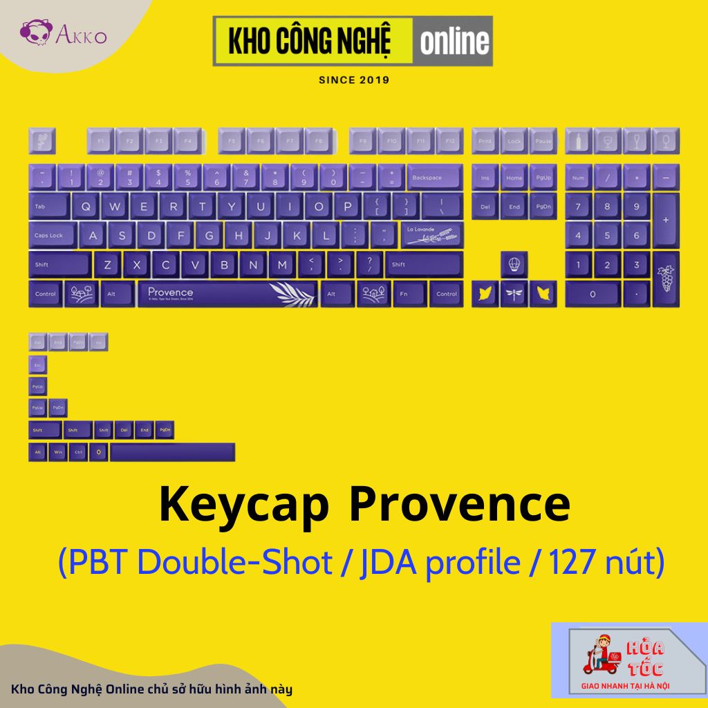 Keycap AKKO Provence set for mechanical keyboard (PBT Double-Shot / JDA ...